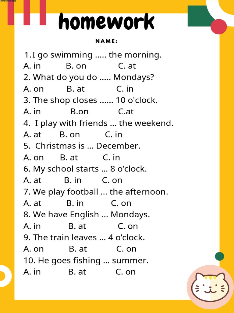 Homework: Name | PDF | Sports & Recreation | Language Arts & Discipline