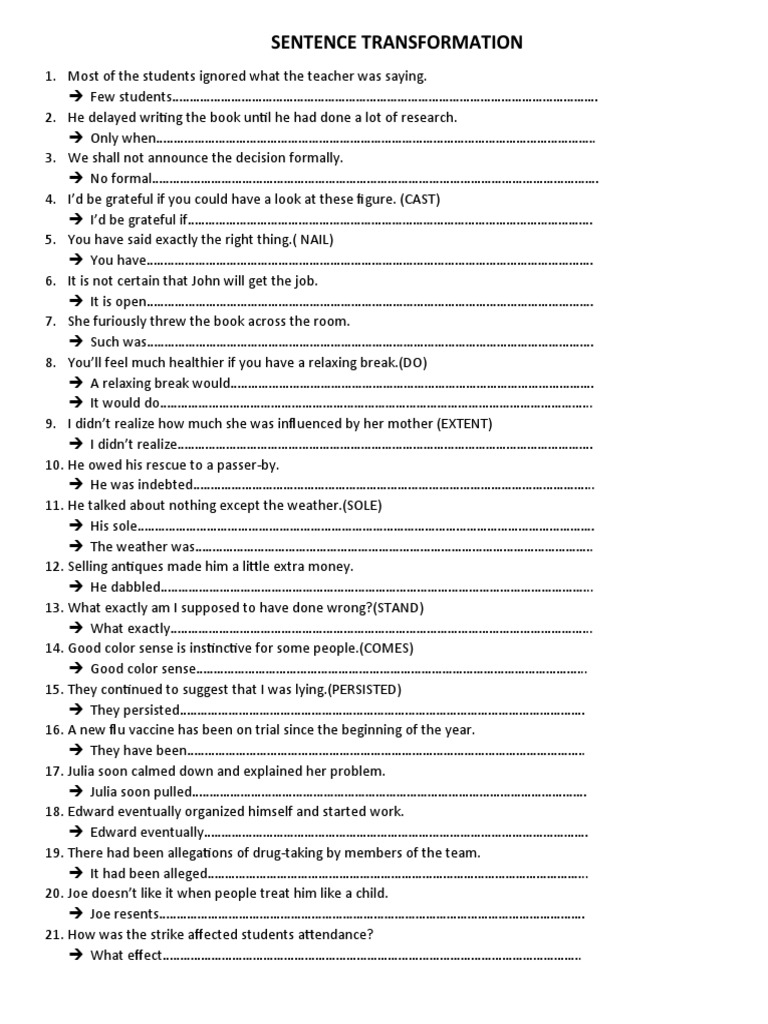 Sentence Transformation | PDF