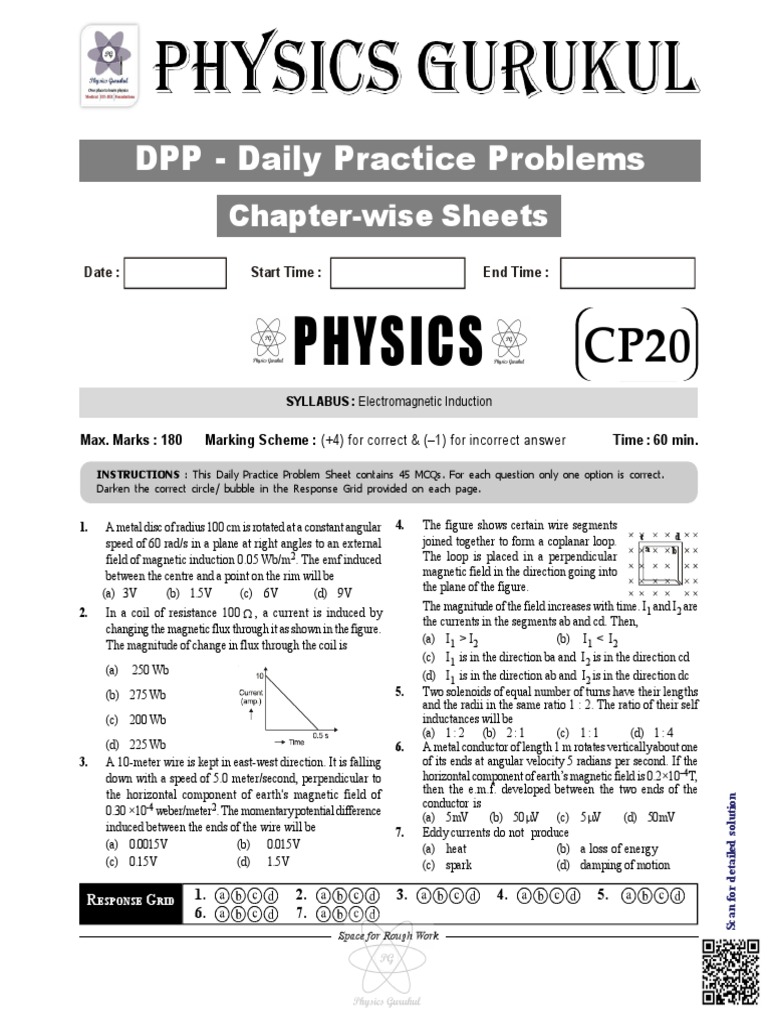 Physics: DPP - Daily Practice Problems | PDF | Electromagnetic Induction | Inductor