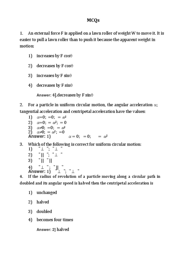MCQ Laws-Of-Motion-Mcqs | PDF | Acceleration | Velocity