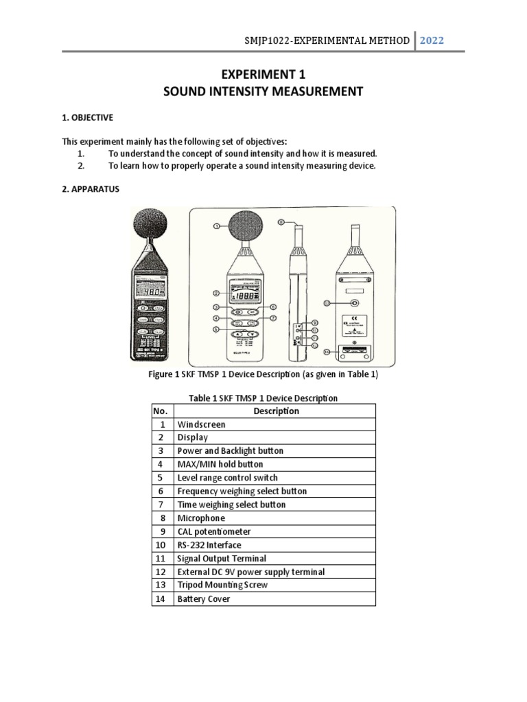 EXP1-SOUND INTENSITY MEASUREMENT-non Guided | PDF | Amplitude | Decibel