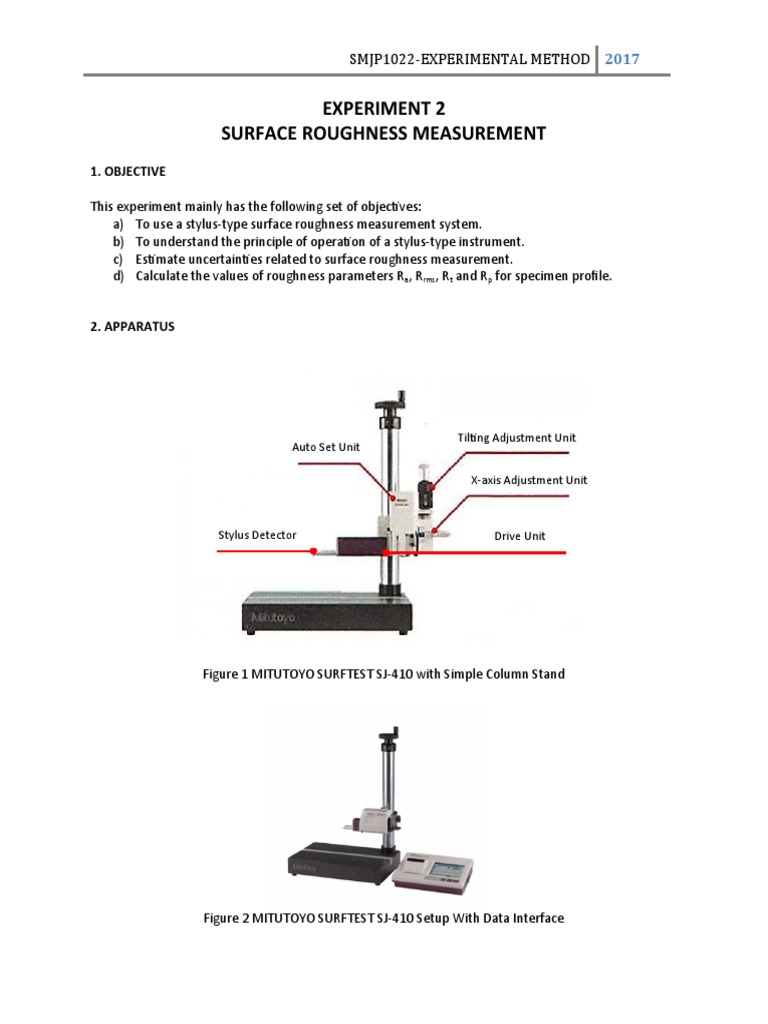 Exp2 Surface Roughness Measurement Non Guided Pdf Surface Roughness Applied And