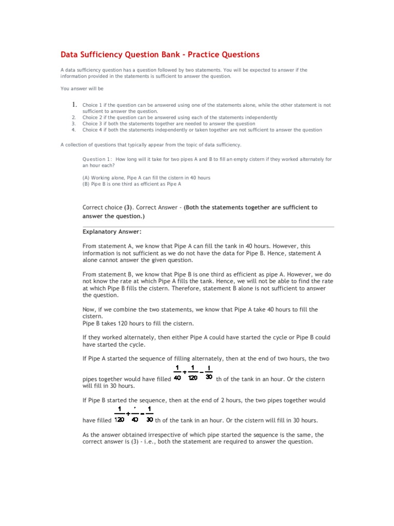 Data Sufficiency Question Bank | PDF | Integer | Prime Number