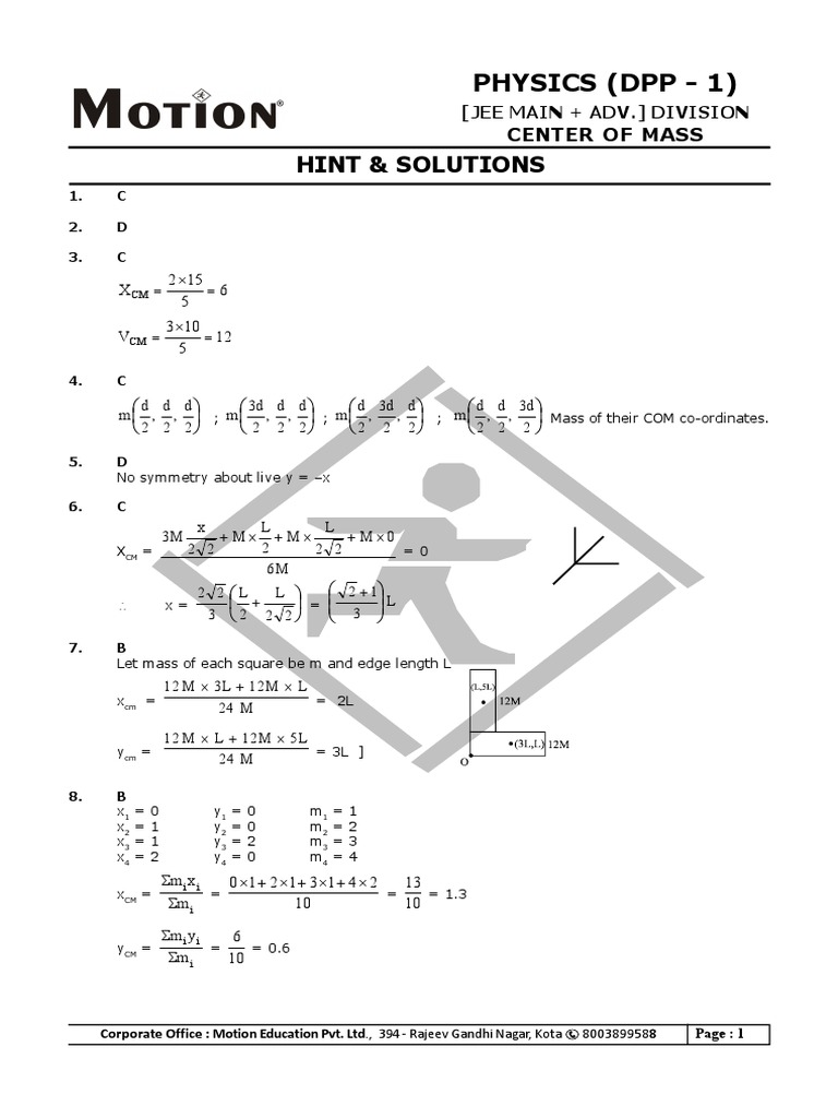 COM DPP-1-10 Sol..p65 | PDF | Momentum | Collision