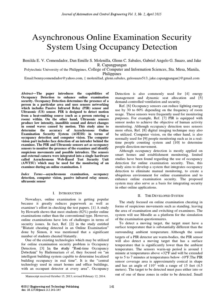 Asynchronous Online Examination Security System Using Occupancy ...