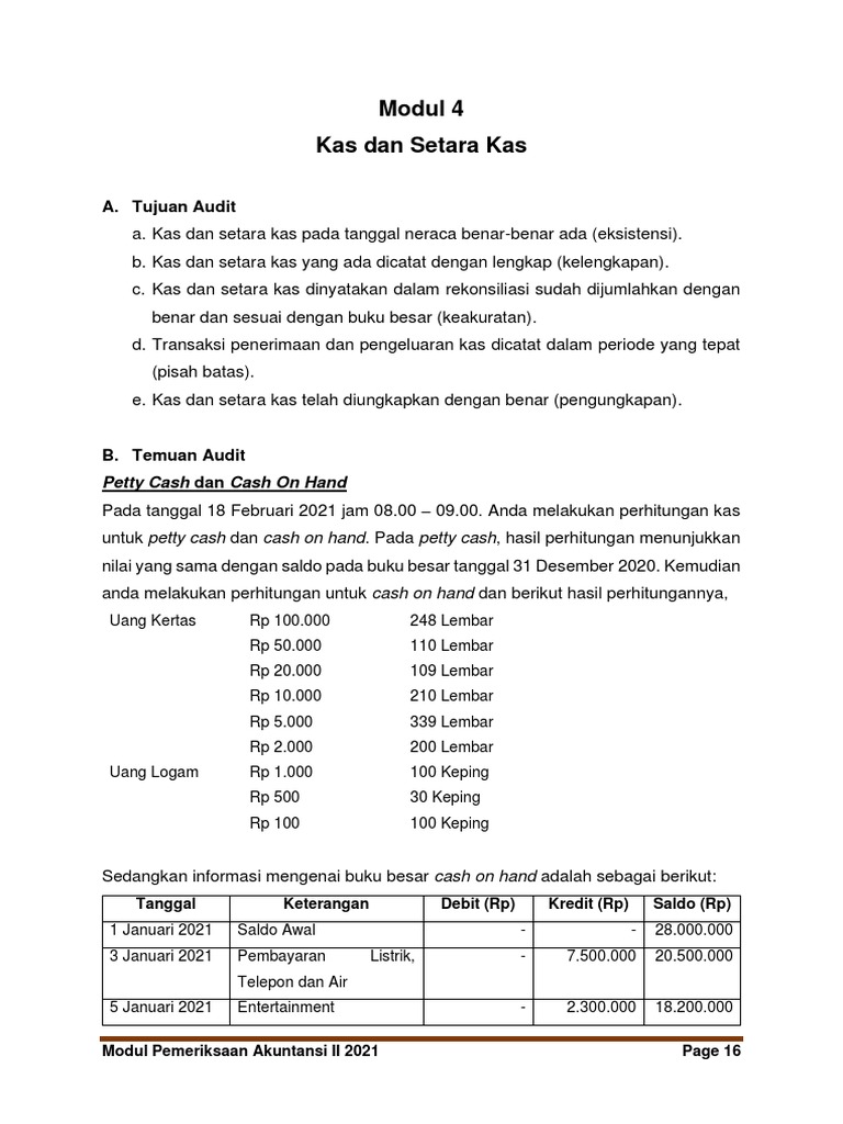 Modul 4 Kas Dan Setara Kas | PDF