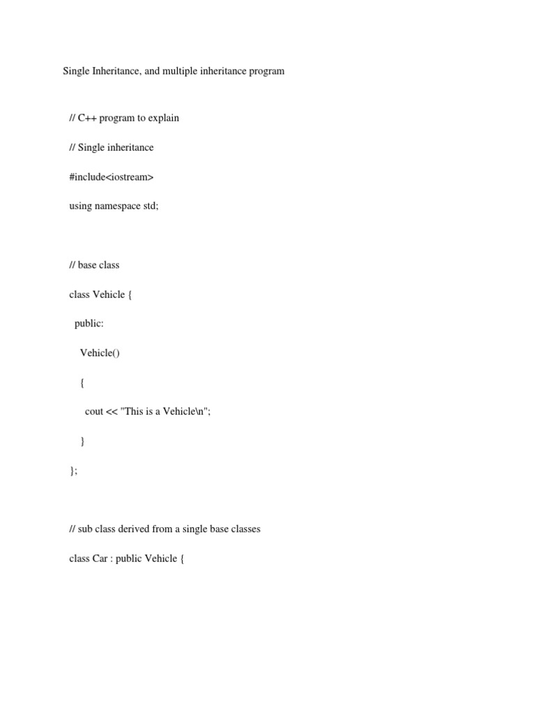 Single Multiple, Multilevel Hybrid, Hirarchical Inheritance Programs | PDF | Inheritance (Object ...