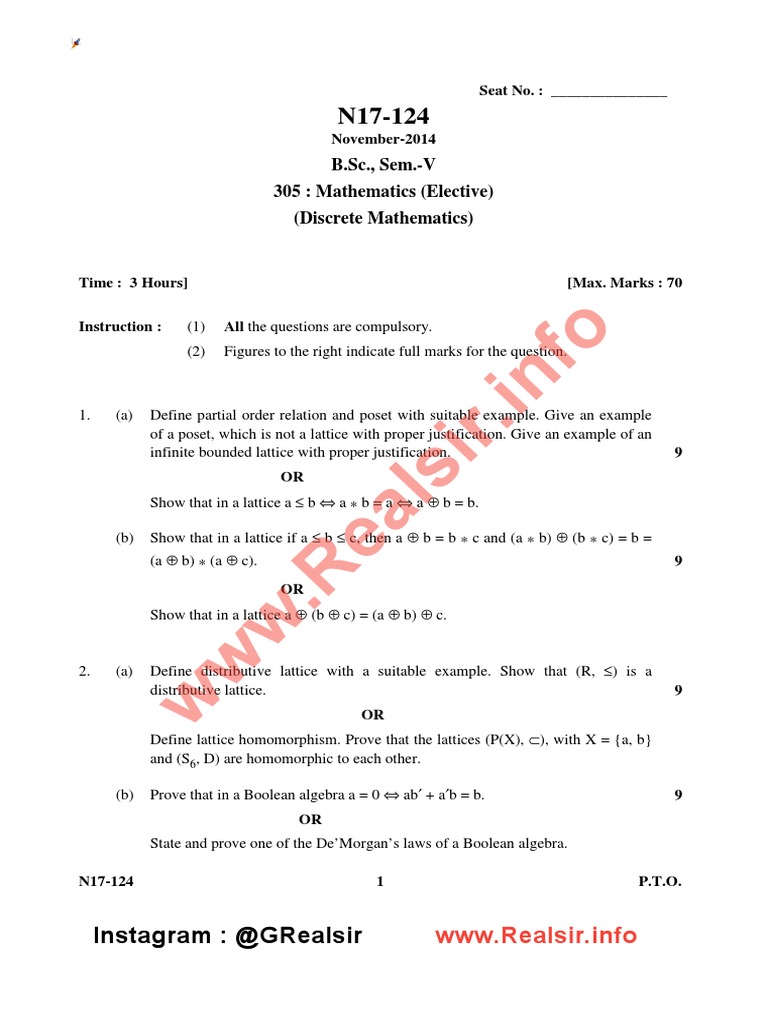 305 Mathematics (Elective) - 2014 | PDF | Prime Number | Abstract Algebra