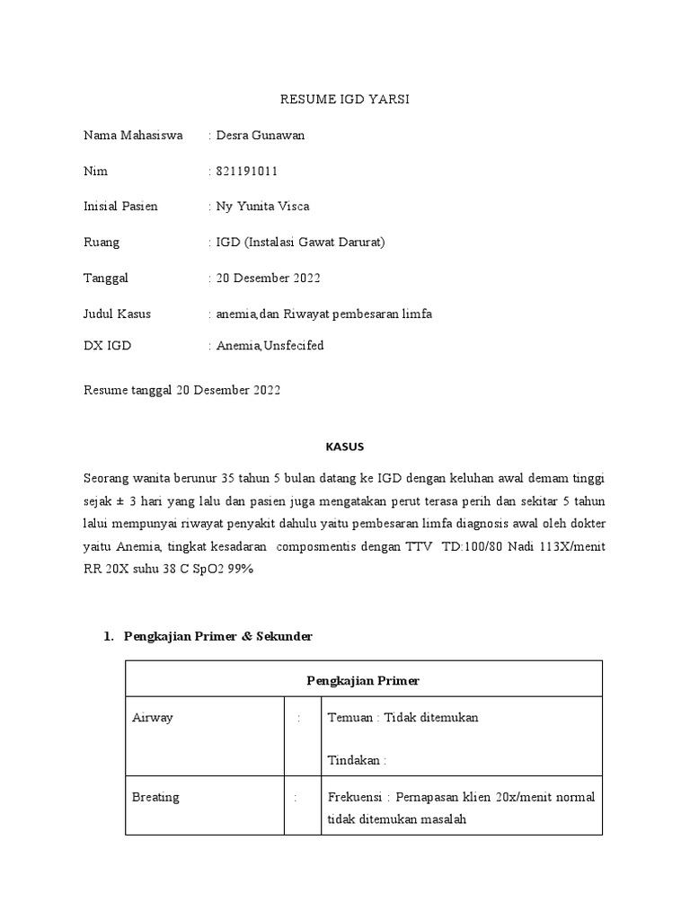 Resume Igd Desra Gunawan | PDF