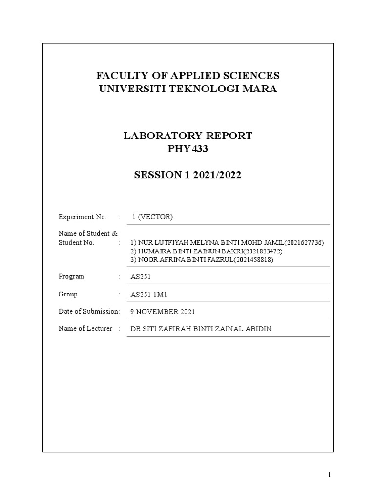 Lab Report Exp 1 | PDF | Euclidean Vector | Force