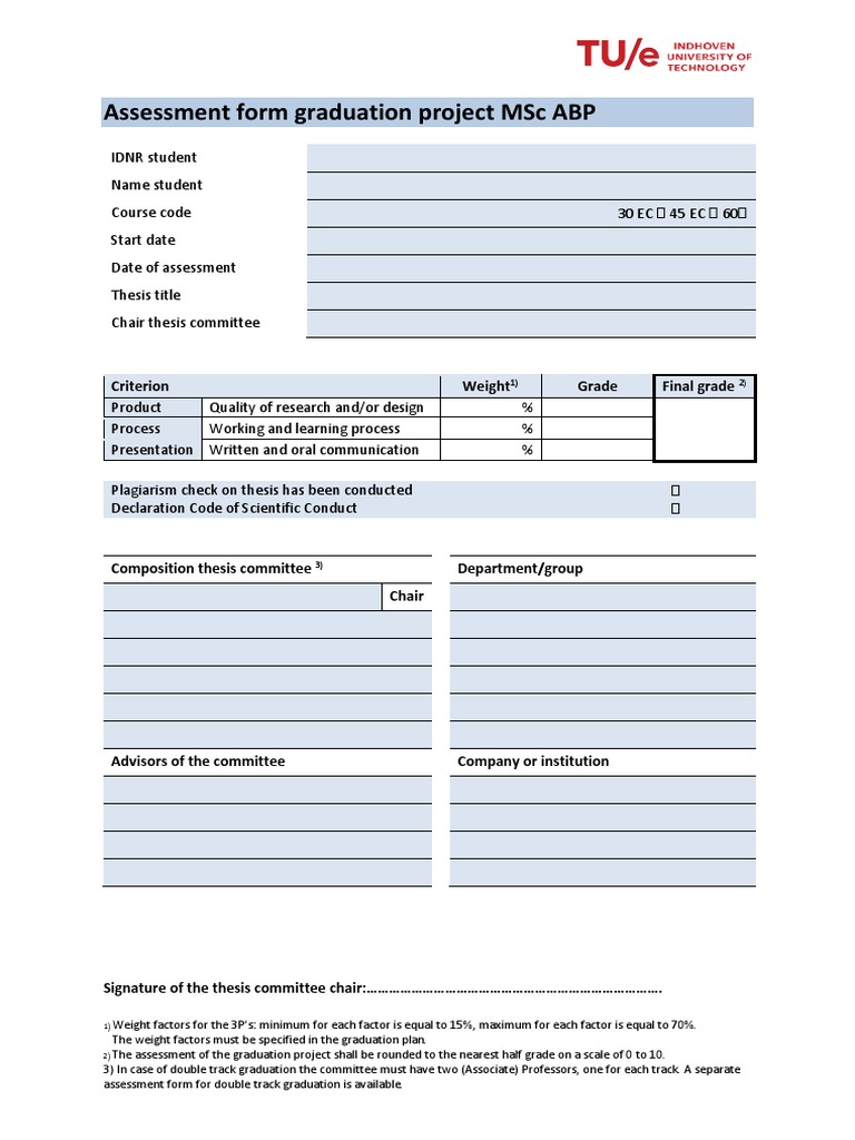 Assessment Form Graduation ABP | PDF | Thesis | Logic