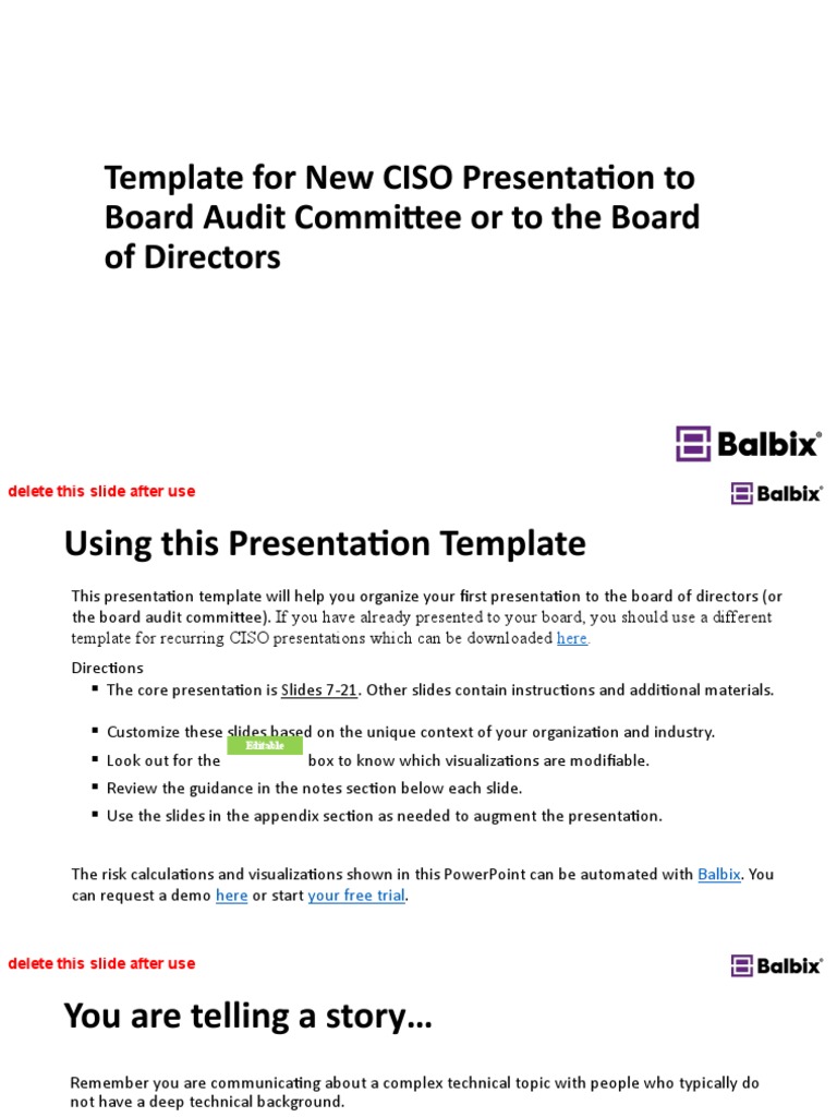 CISO Board Presentation Template | PDF | Security | Computer Security