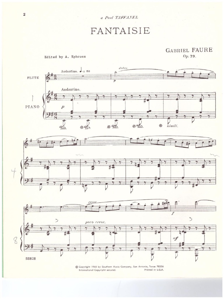 Faure Fantasie Op. 79 Flute and Piano | PDF