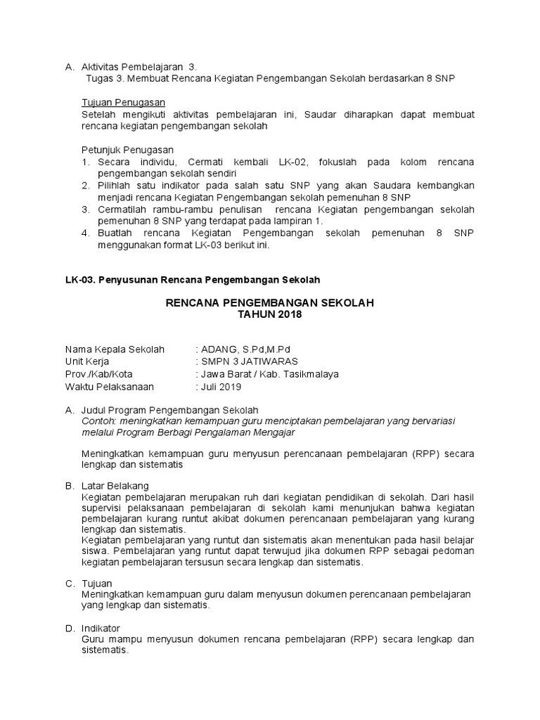LK-03. Menyusun Rencana Pengembangn-8 SNP | PDF