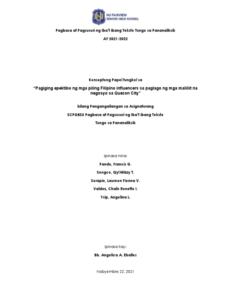 GRP2 - Konseptong Papel | PDF