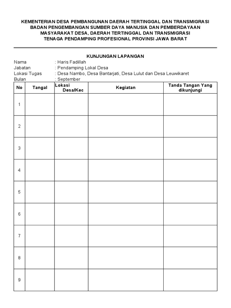 Form Kunjungan TPP | PDF