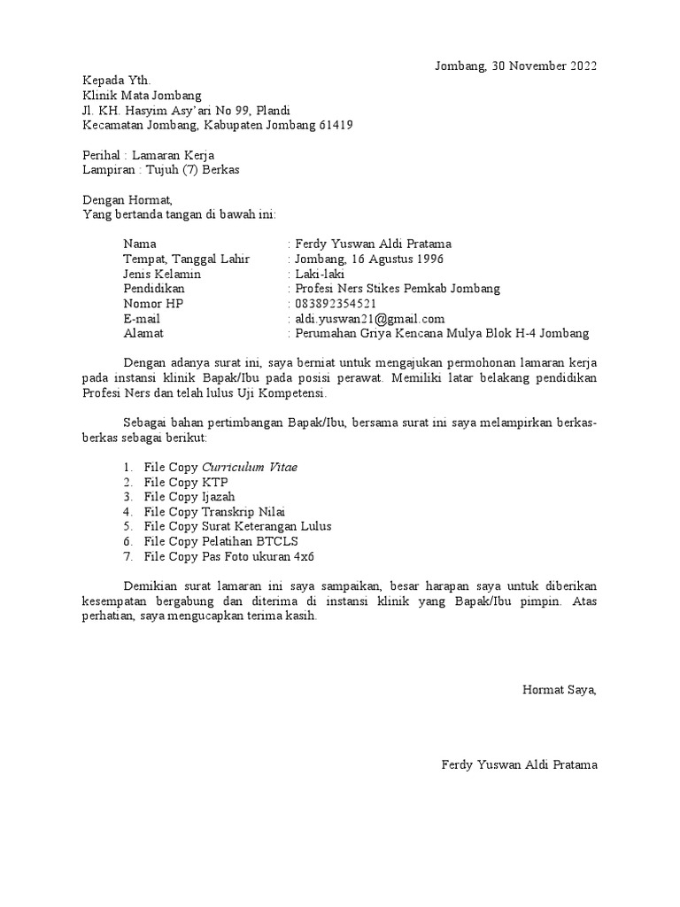 SURAT LAMARAN RS Pku Muhammadiyah | PDF