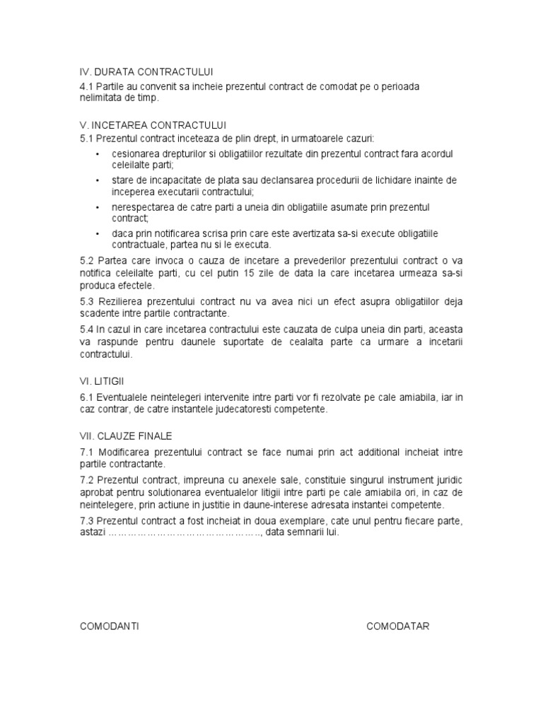 3 Contract de Comodat WORD | PDF