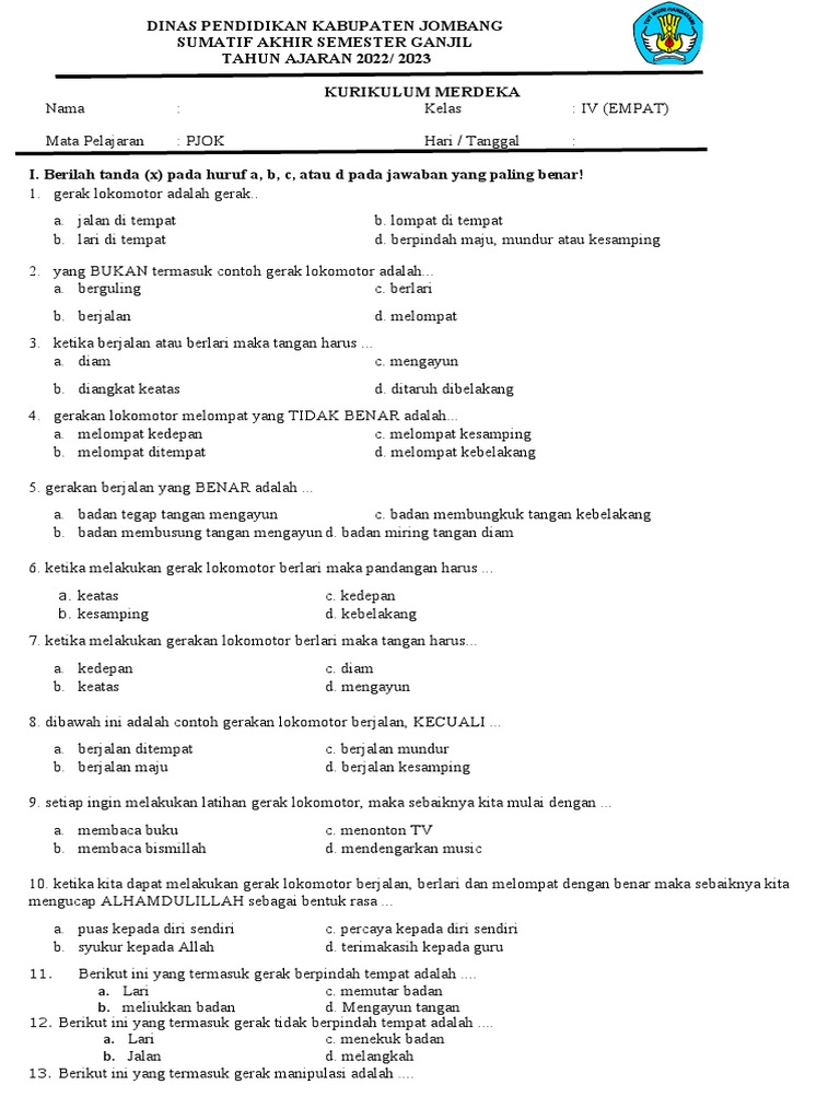 Soal Sumatif Seni Rupa Bab 1 Kelas 4 Kamis 11 8 2022 Print Sumatif