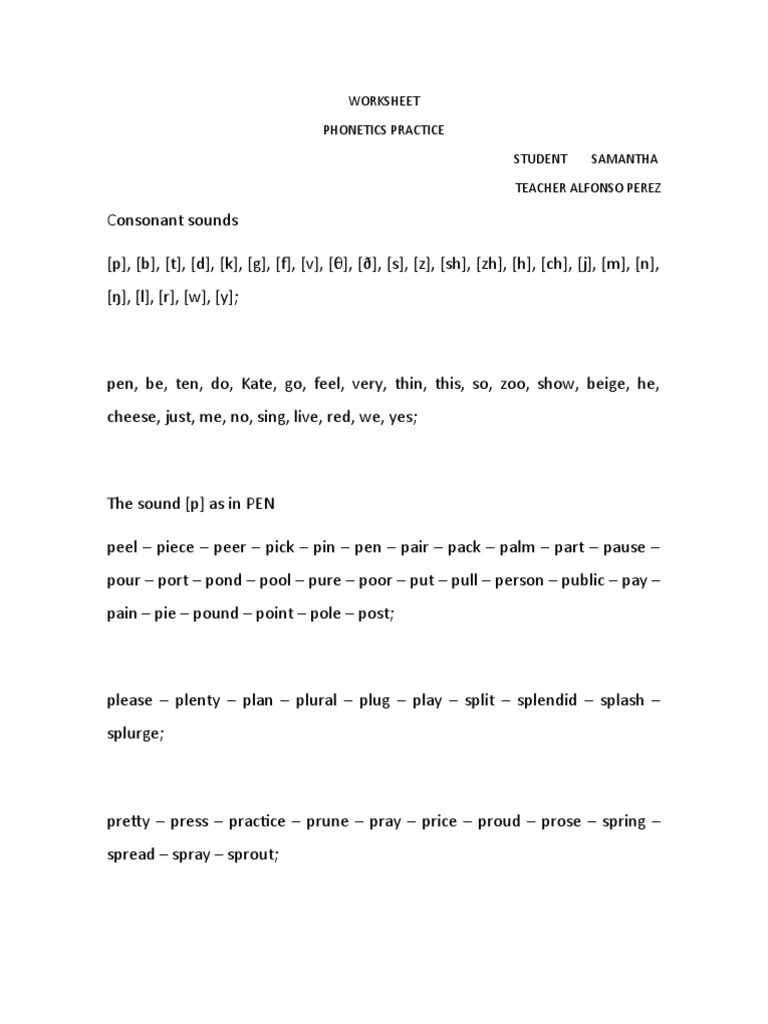 Worksheet Phonetics Practice | PDF