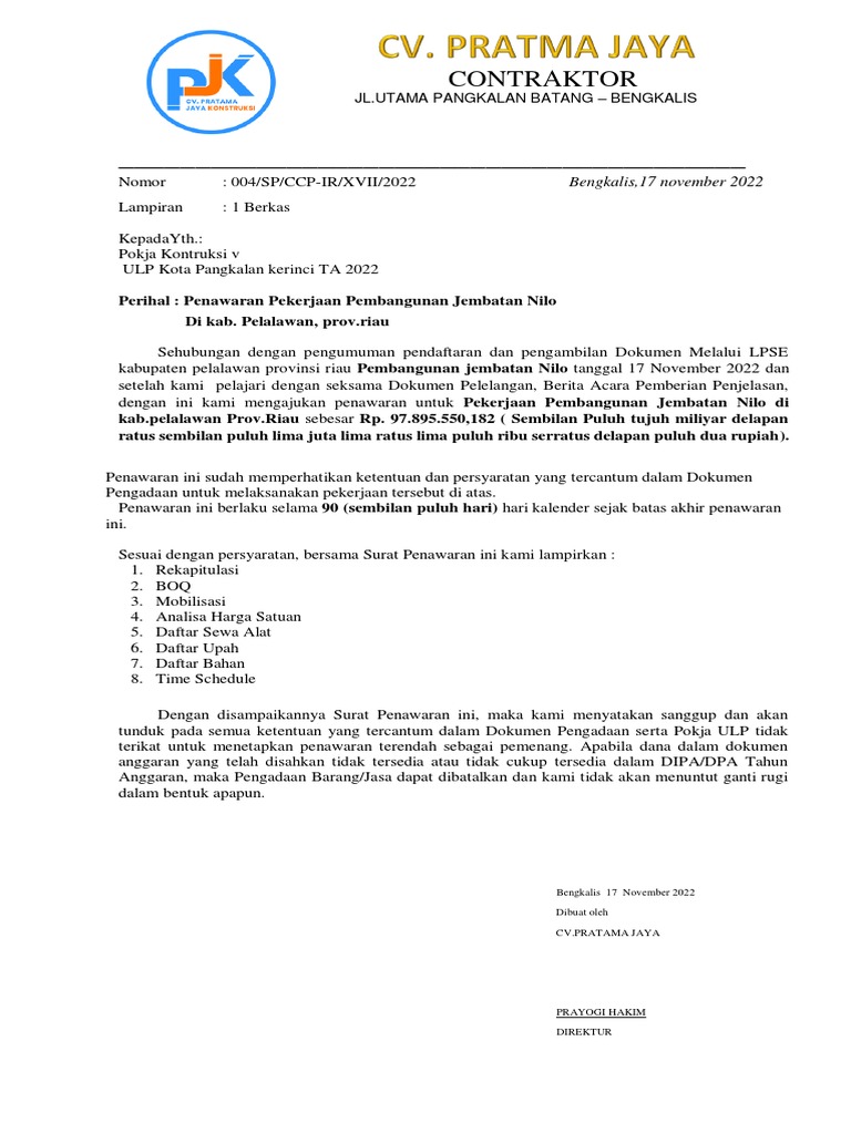 CV - Pratama Jaya | PDF