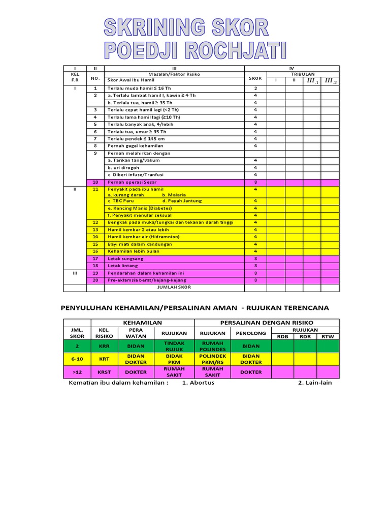 Skor Poedji Rochjati untuk Ibu Hamil | PDF