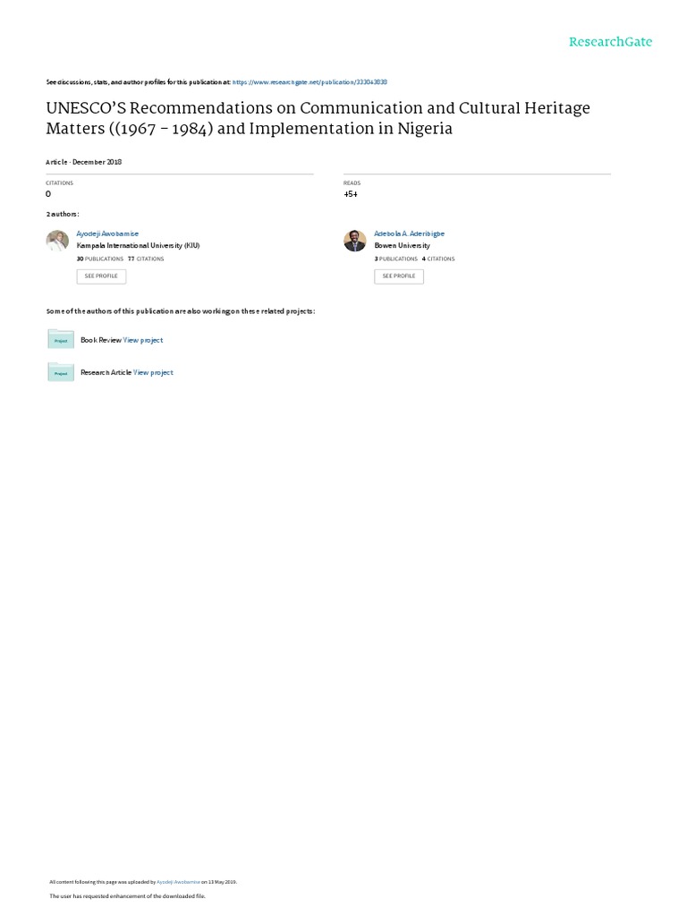 Unesco Recommendations On Communications and Cultural Heritage | PDF ...