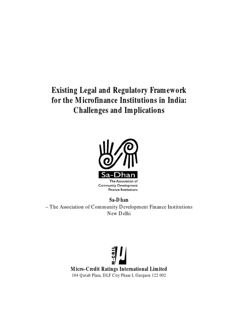 Micro Finance - Existing Legal Regulatory Framework | PDF ...