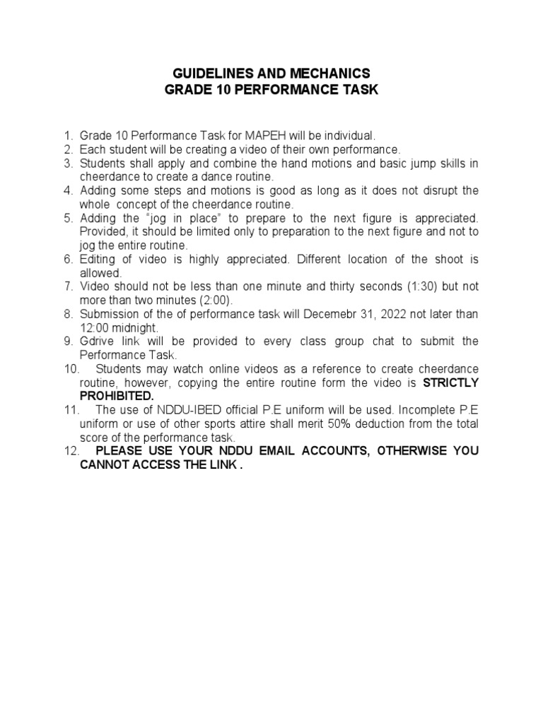 Grade 10 MAPEH Cheerdance Task | PDF | Career & Growth