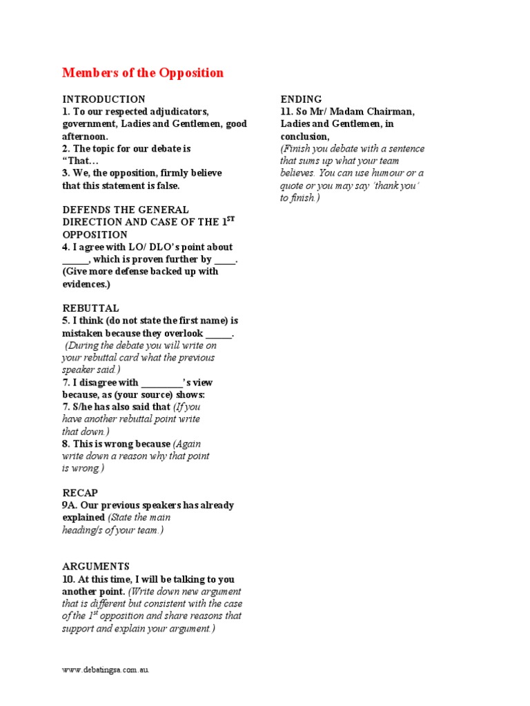 Members of The Opposition | PDF | Language Arts & Discipline