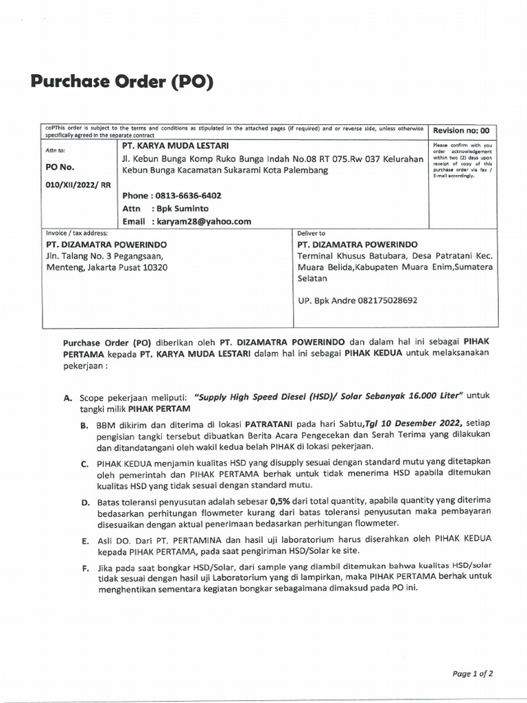 Contoh PO | PDF