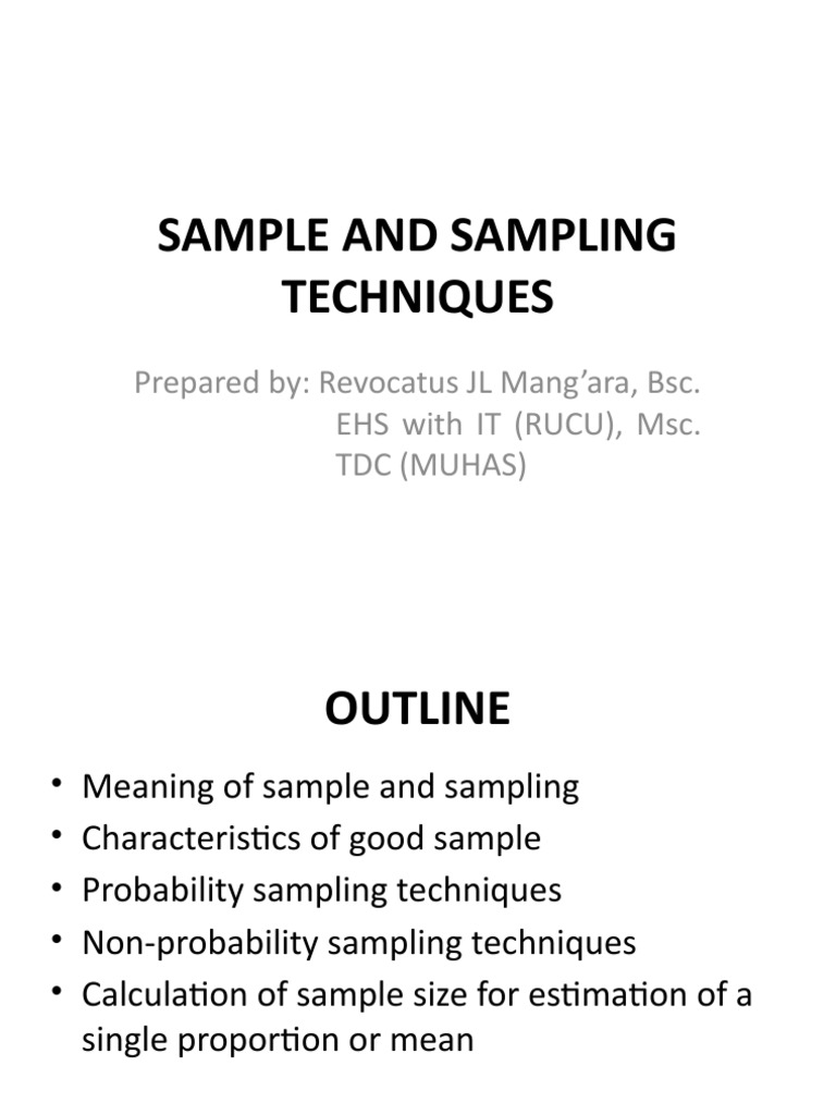 Sample and Sampling Technique | PDF | Sampling (Statistics) | Sample Size Determination