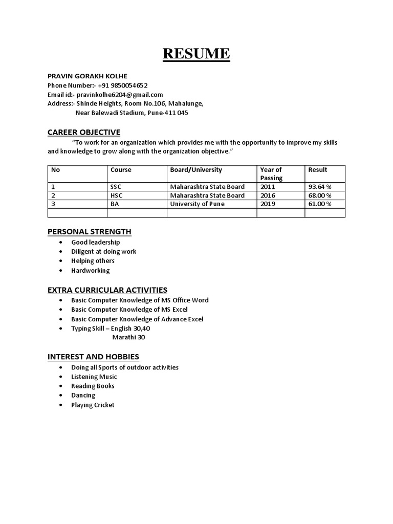 Pravin Kolhe's Resume & Skills | PDF
