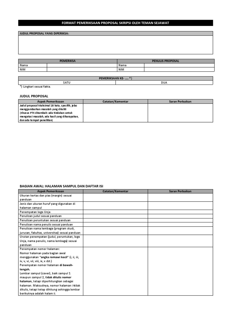 Format Pemeriksaan Proposal Skripsi | PDF | Komputer