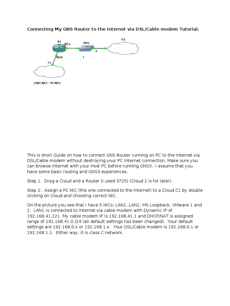 Connect My GNS Router To The Internet Via DSL | PDF | Ip Address ...