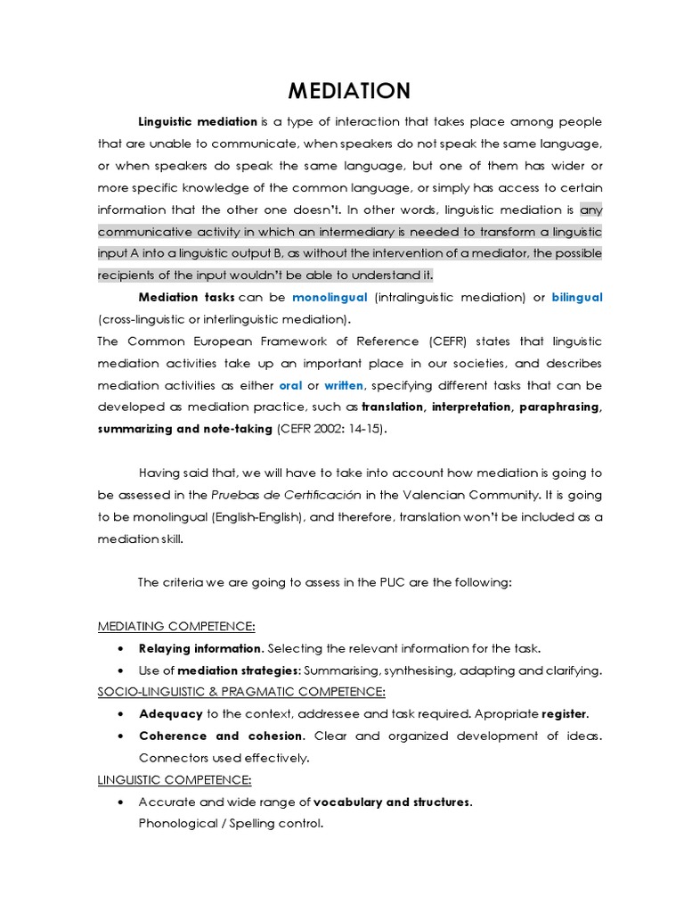 MEDIATION | PDF | Linguistics | Mediation