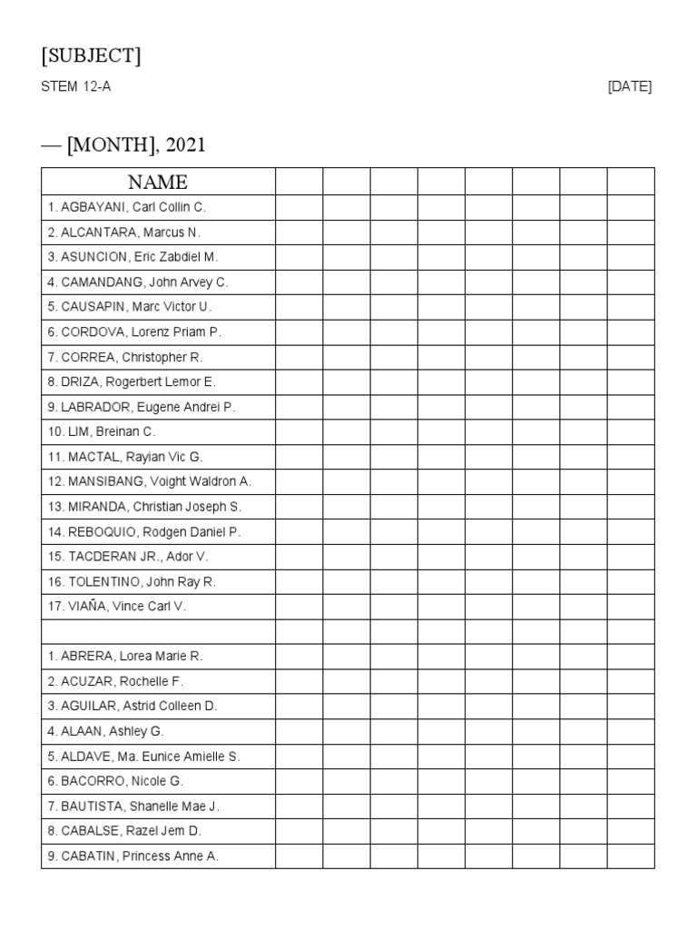 Attendance Format | PDF