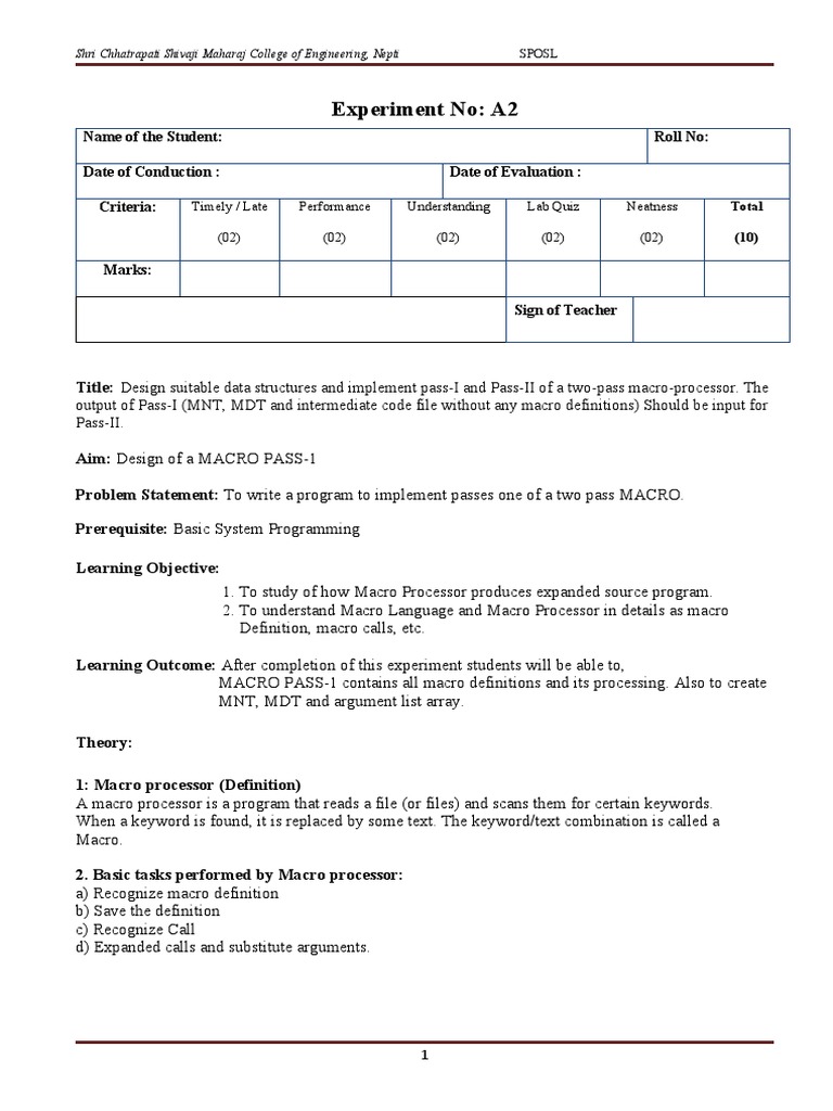 Assignment No A2 Pdf Macro Computer Science Parameter Computer Programming