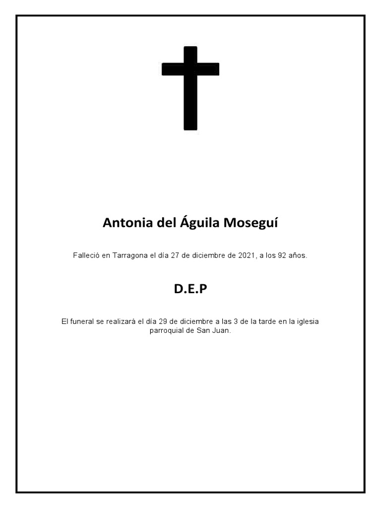 Esquela de Antonia del Águila Moseguí | PDF | Arte