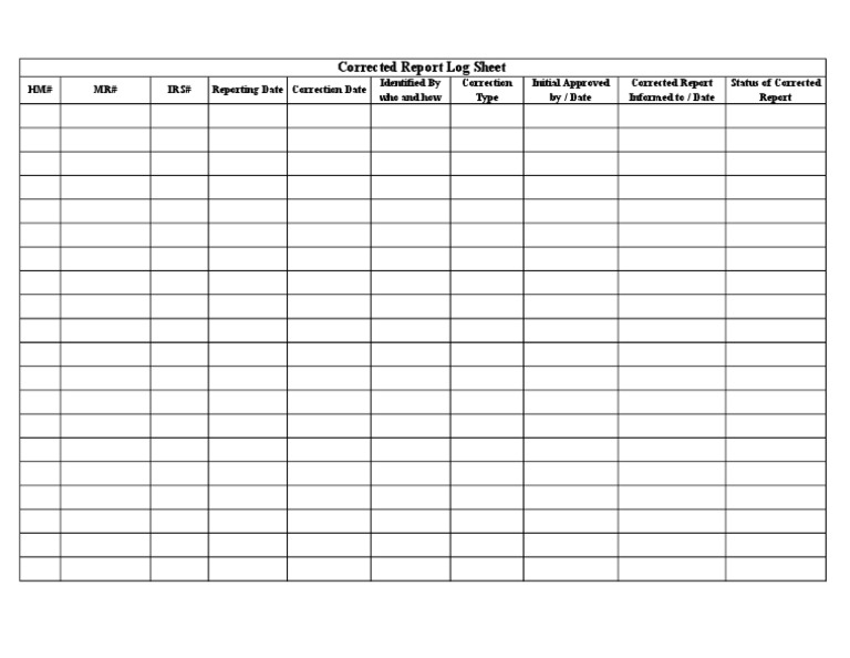 Corrected Report Log Sheet Guide | PDF
