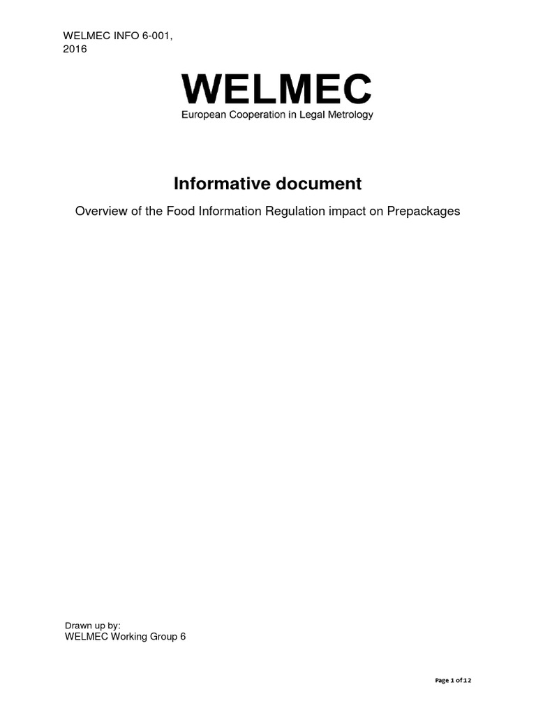 Food Information Regulation on Prepackages | PDF | European Union ...