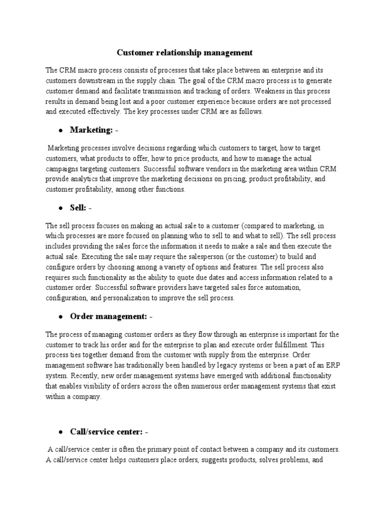 Customer Relationship Management | PDF | Customer Relationship ...