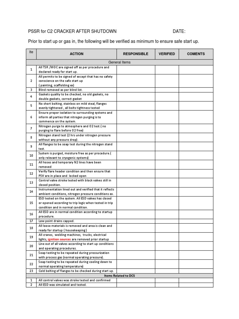 Pre Startup Safety Review PSSR 1671493659 | PDF | Valve | Applied And Interdisciplinary Physics