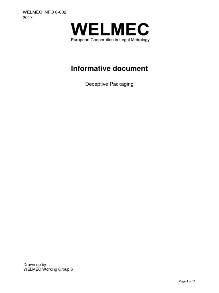WELMEC Info 6-002 Deceptive Packaging | PDF | Packaging And Labeling ...