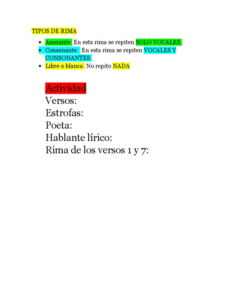 Tipos de Rima | PDF