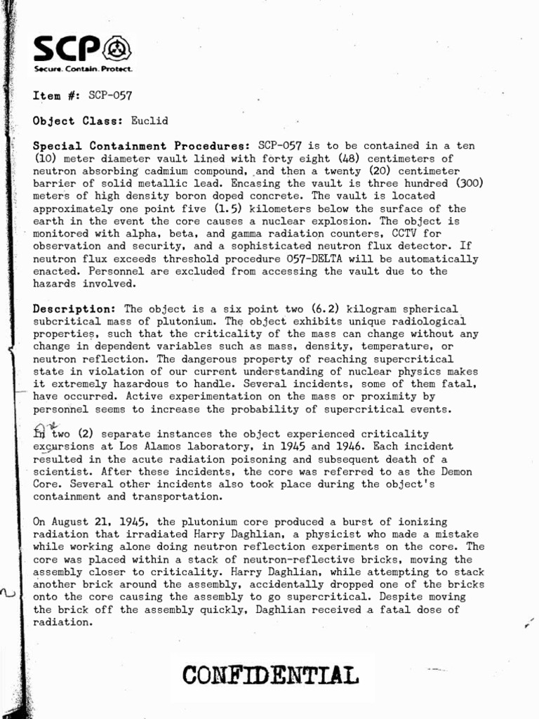 SCP 057 | PDF | Radiation | Nature