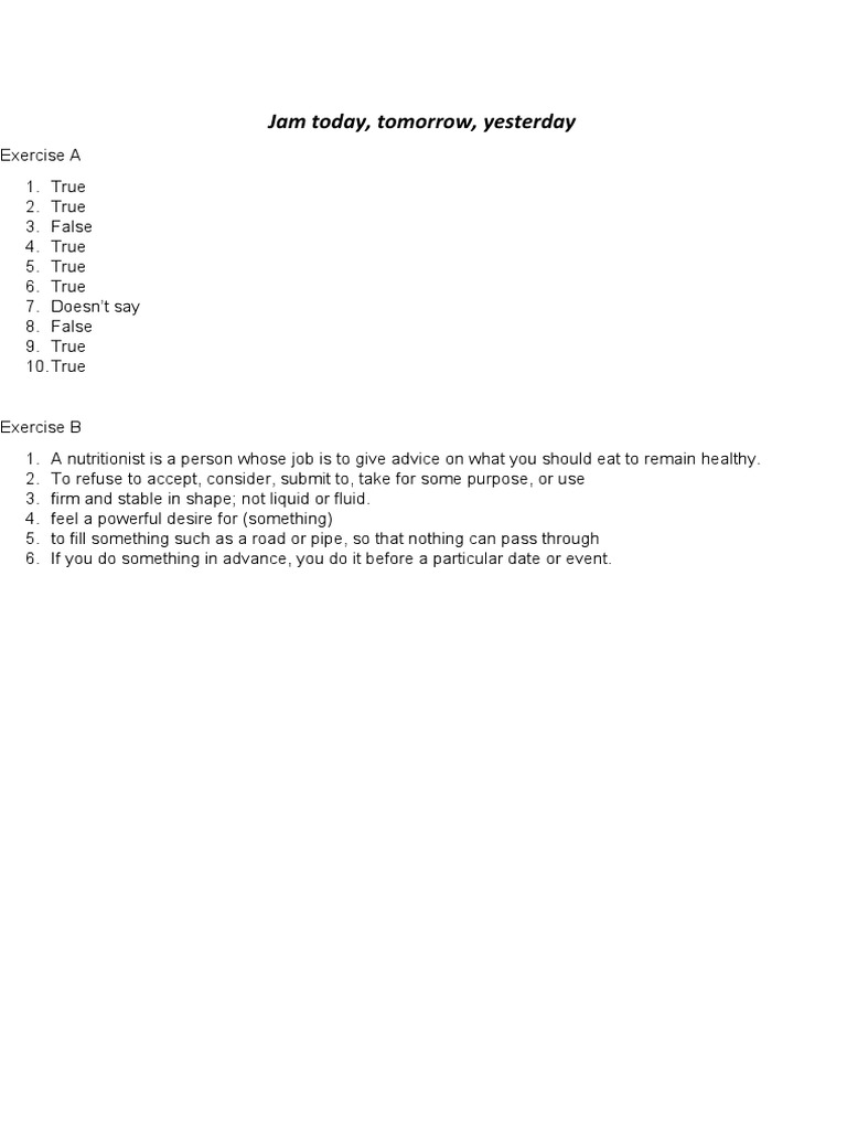 Jam Today, Tomorrow, Yesterday | PDF