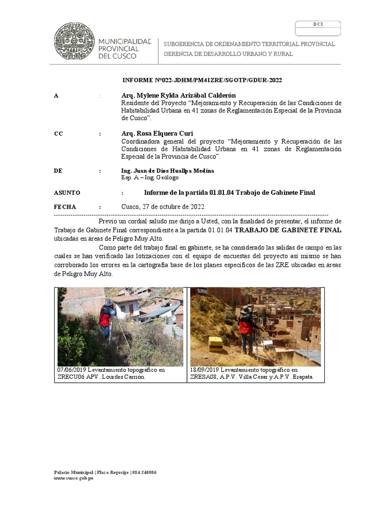 Informe Final Levantamiento Topografico | PDF | Topografía | Science