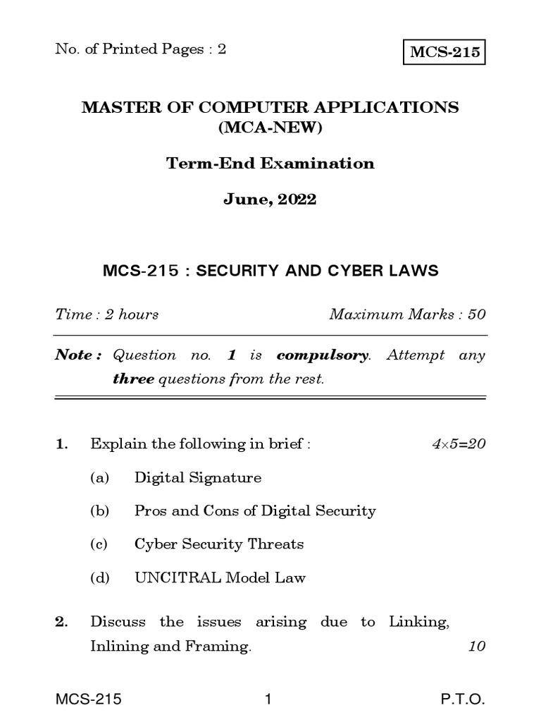 MCS-215 June 2022 | PDF | Computers