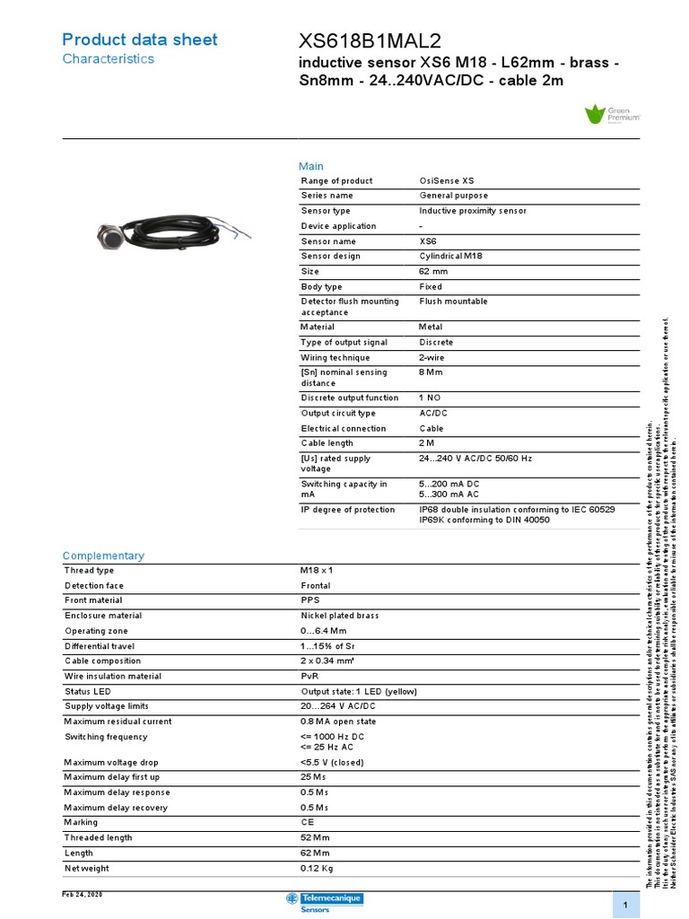 OsiSense XS XS618B1MAL2 Document | PDF | Alternating Current | Direct ...